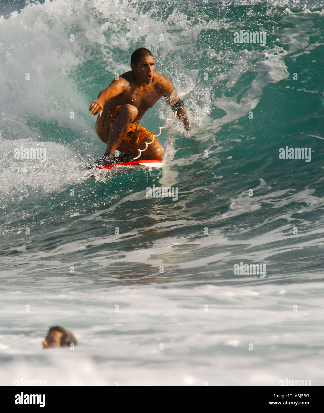Men boogie boarding bodybording on the sea Gran Ganaria 2006 Stock ...