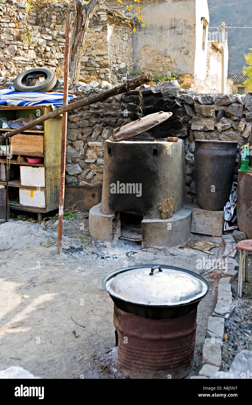 CHINA Chuandixia Outdoor ovens and wok cooker in the courtyard of ...