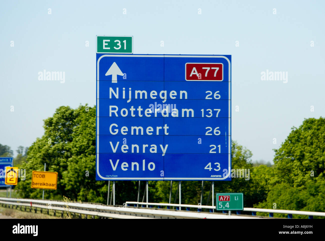 Dutch motorway sign, destination distance board, Holland, The ...