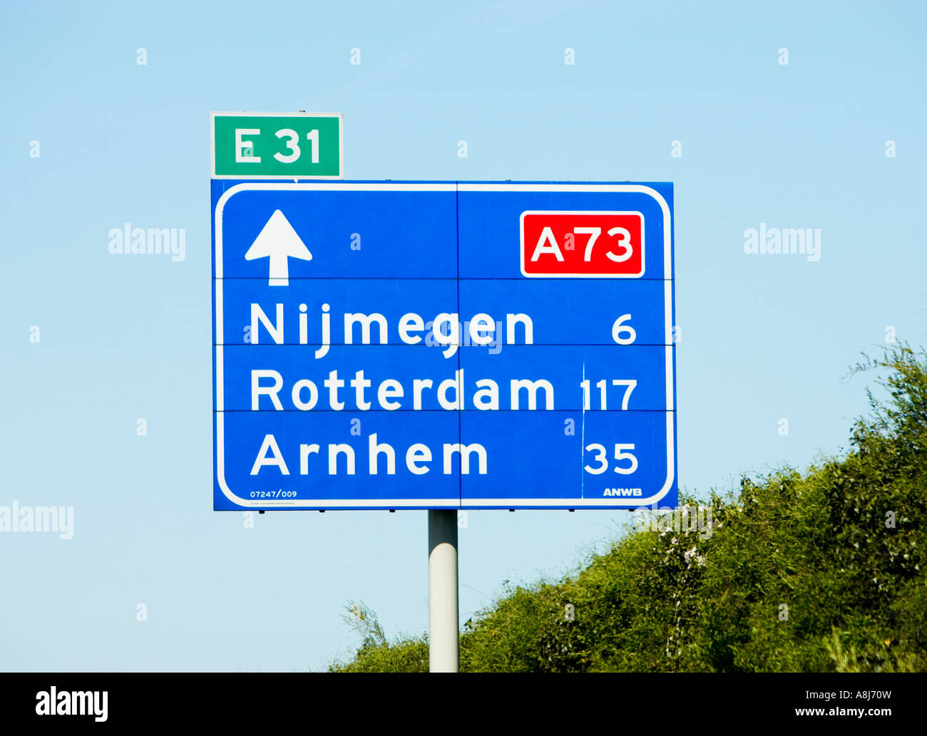 Dutch motorway sign in the Netherlands - destination distance board ...