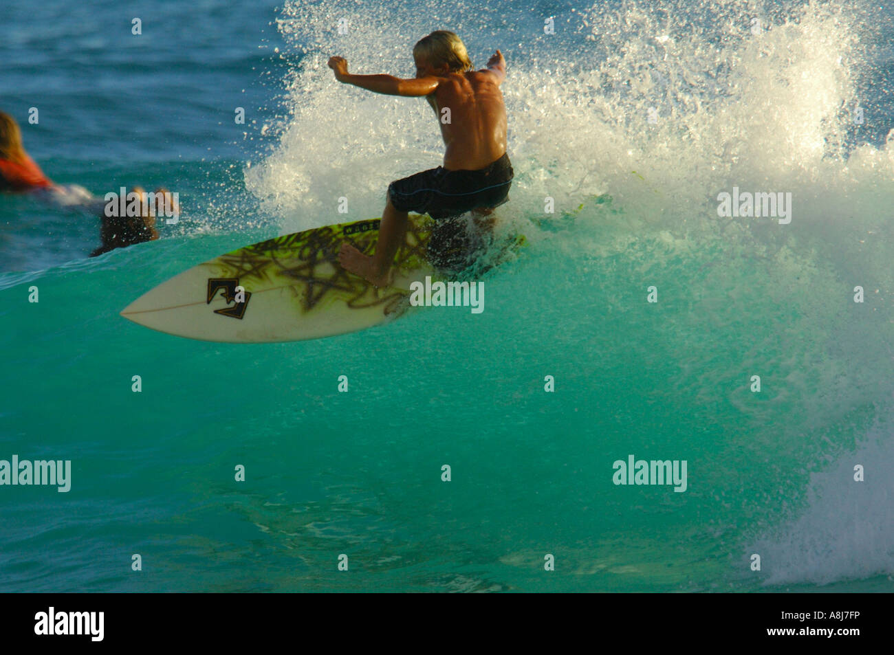 Wave surfing on Barbados country 2006 Carribbean riding people on the ...