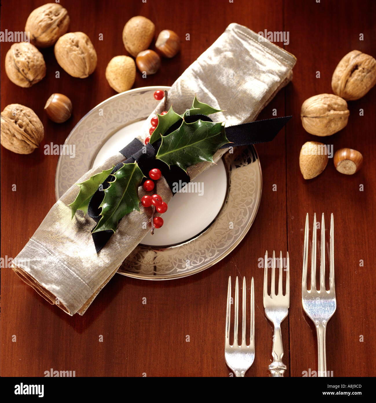 Table set for Christmas Stock Photo - Alamy