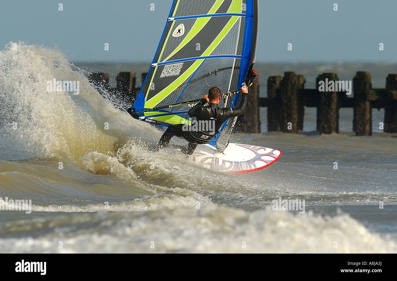 Windsurfing men on the water Sea with big wave Place Domburg Sealand ...