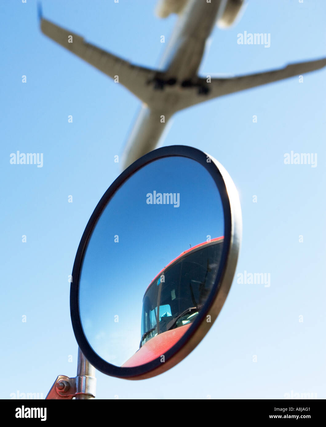AIRPLANE IN TRUCK MIRROR Stock Photo - Alamy
