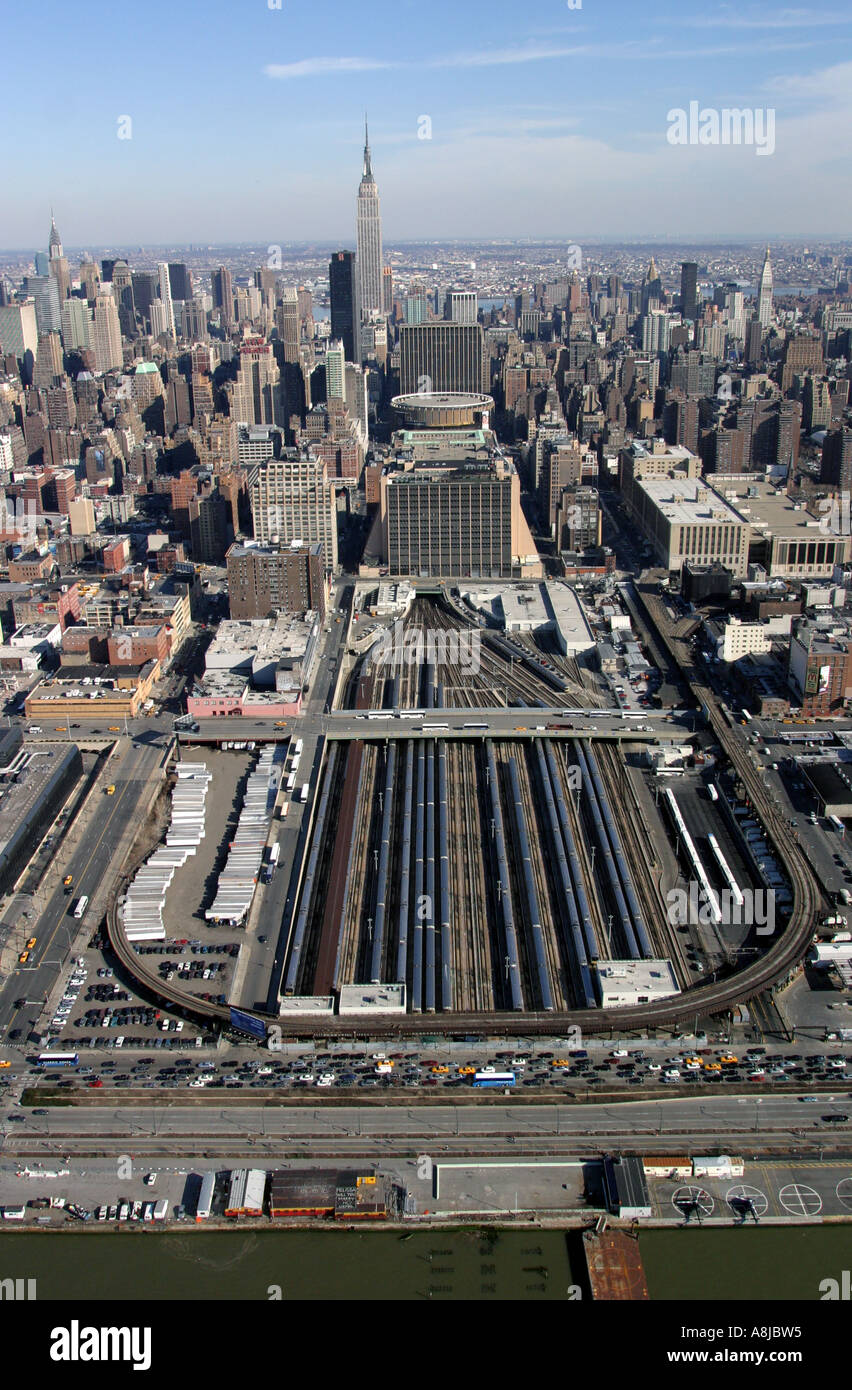 Aerial view of pennsylvania station located in midtown manhattan hi-res ...