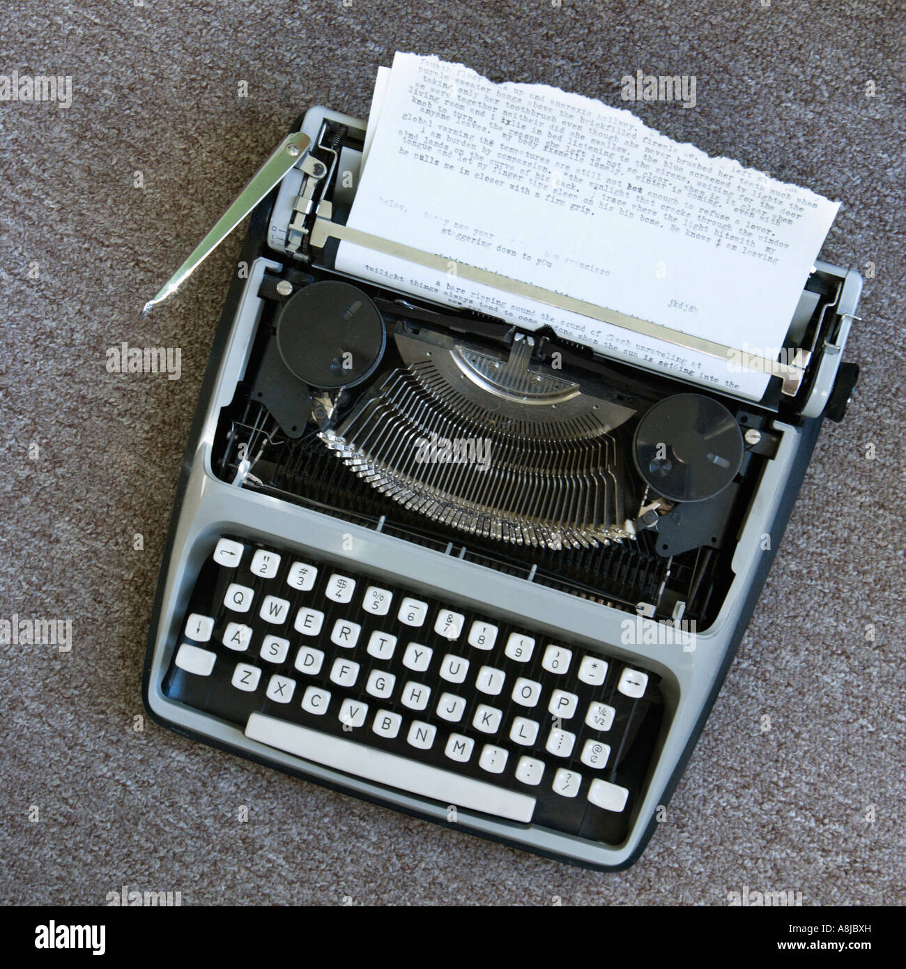 Overview of typewriter with paper that has been typed on Stock Photo ...