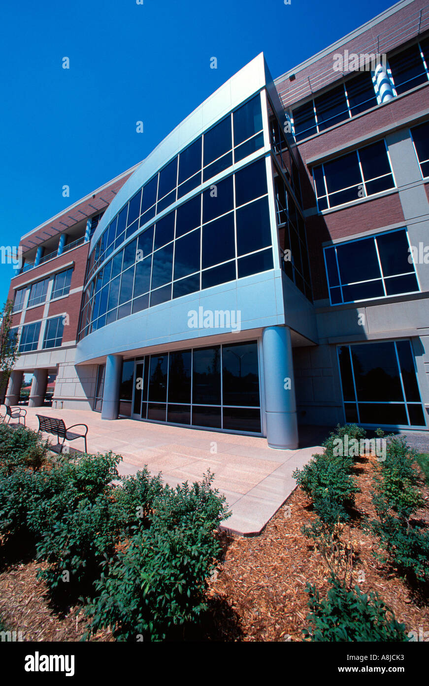 Wide angle view of entrance of new medical office building Stock Photo ...