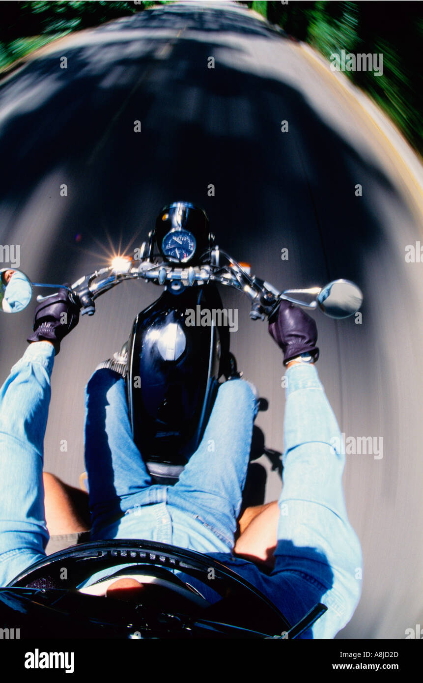 motorcycle riders point of view from a helmetcam Stock Photo - Alamy