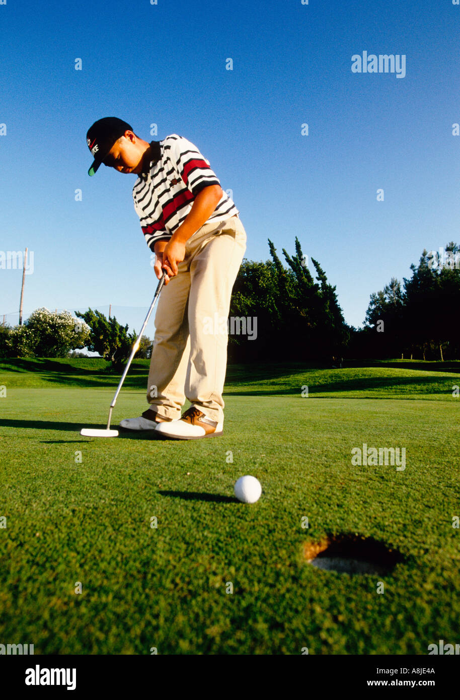 A golfer putting Stock Photo - Alamy