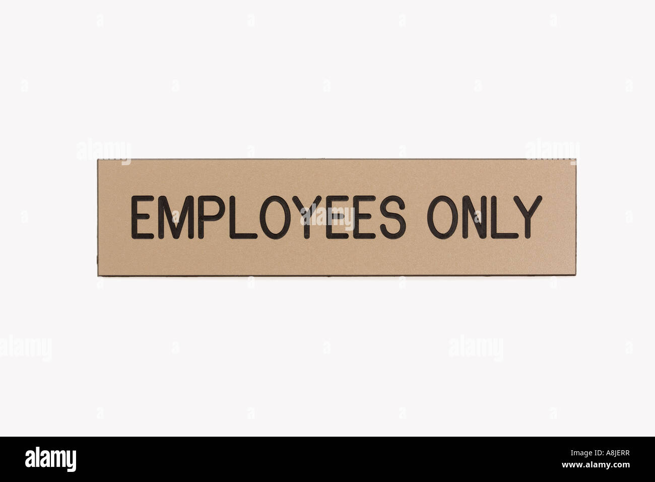 Employees only sign on white background Stock Photo - Alamy