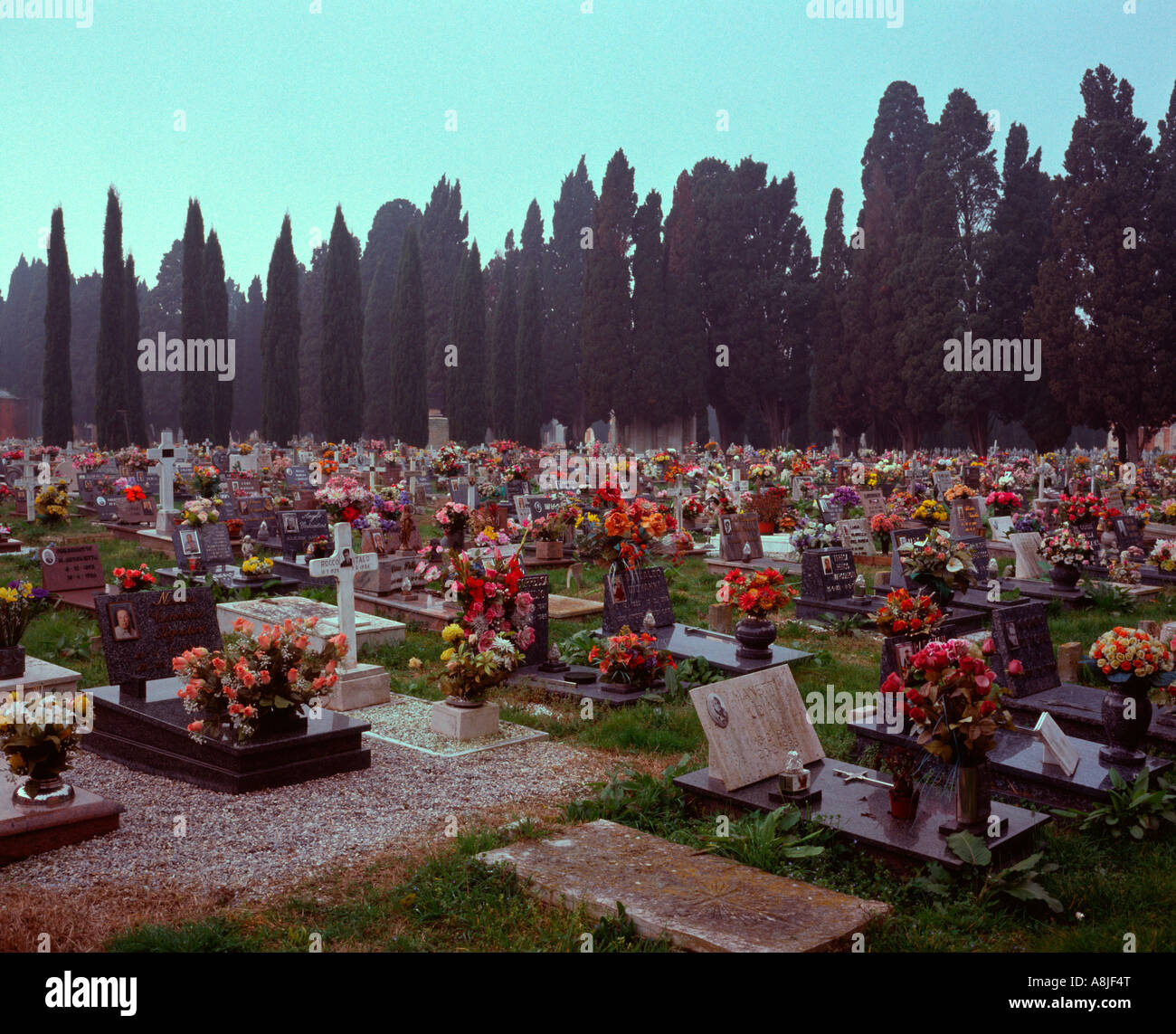 Recent graves on the Isola di San Michele, Venice, Italy Stock Photo ...