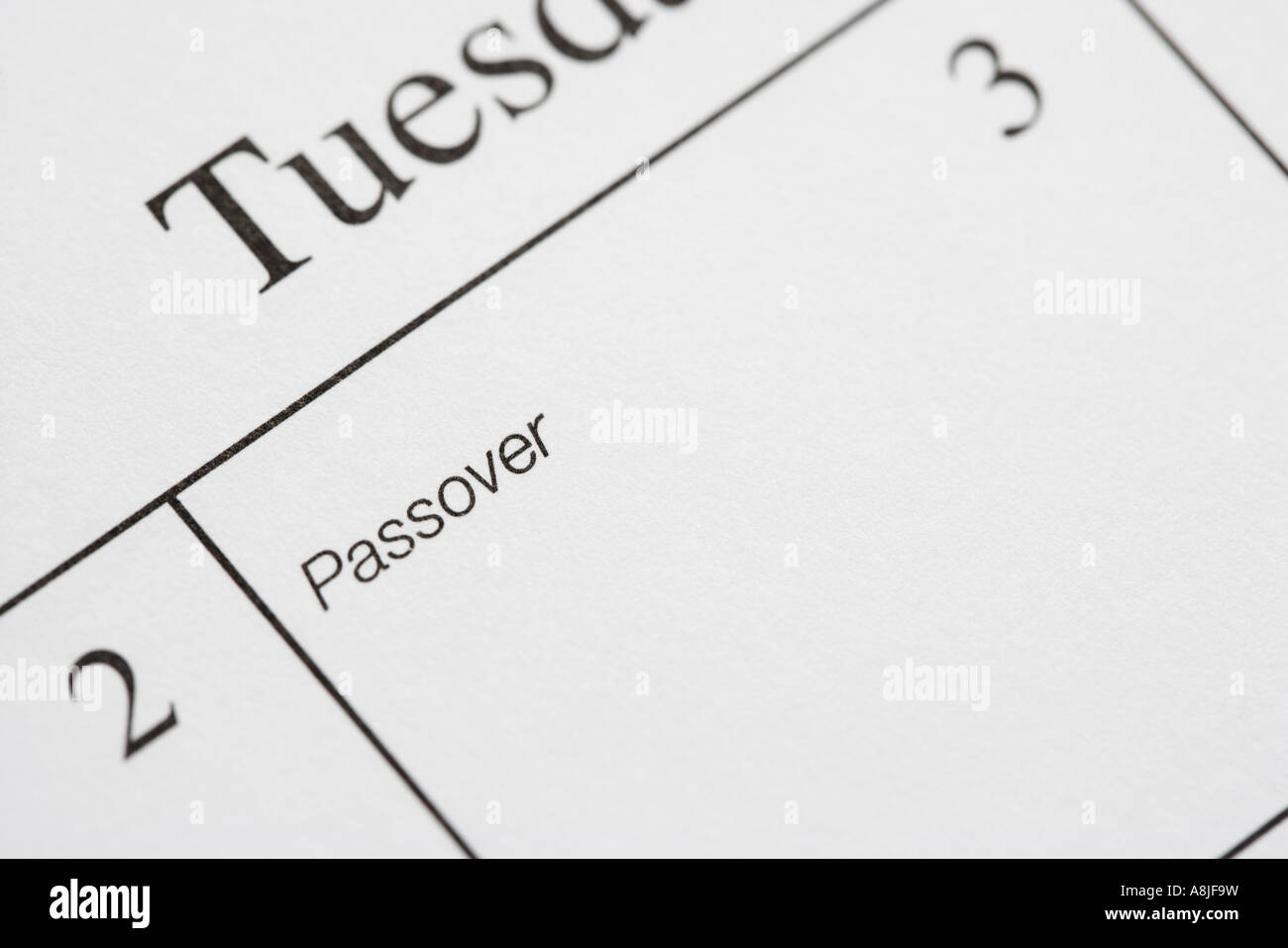 Close up of calendar displaying Passover Stock Photo - Alamy