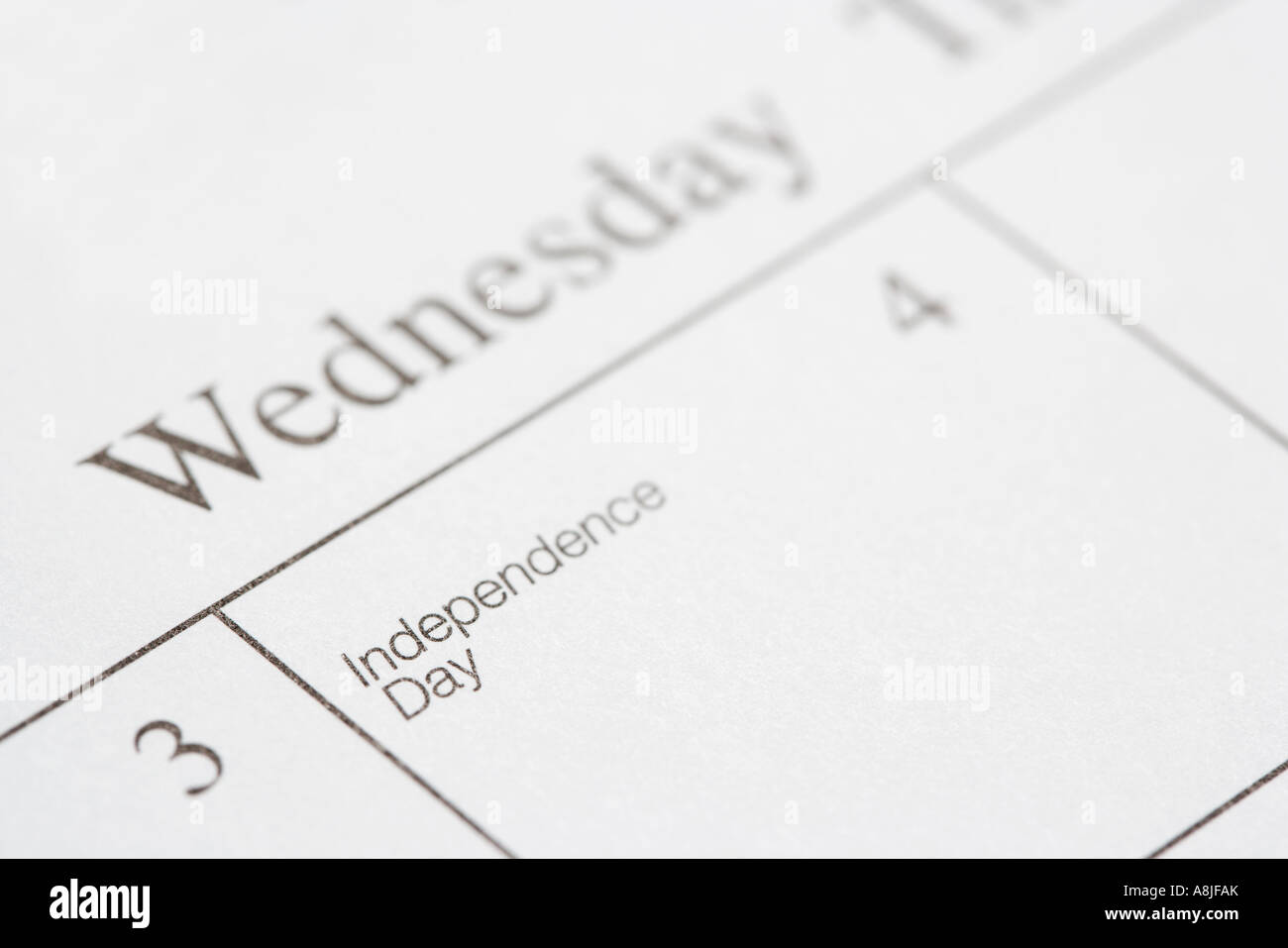 Close up of calendar displaying Independence Day Stock Photo - Alamy