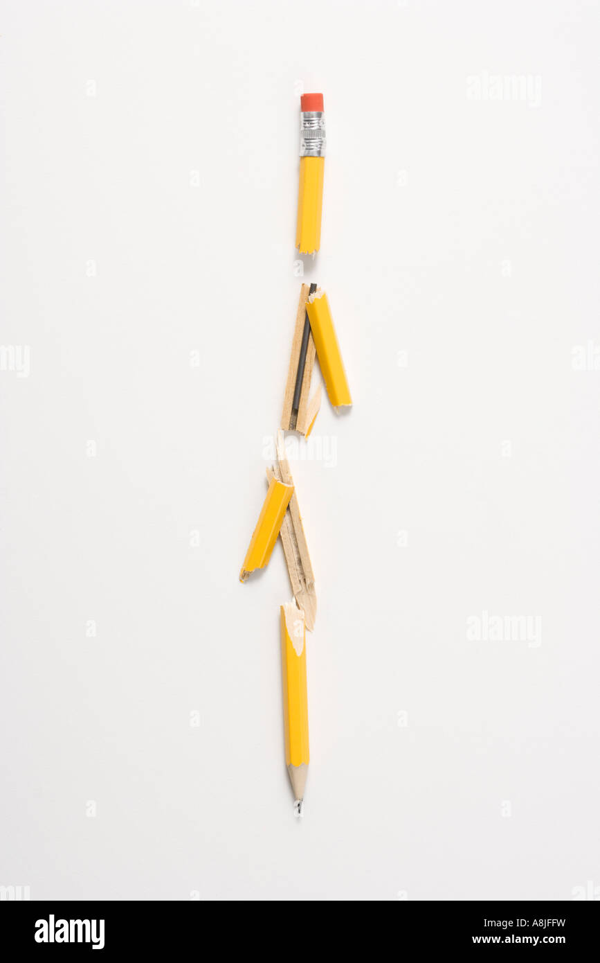 Pencil broken in several places Stock Photo - Alamy