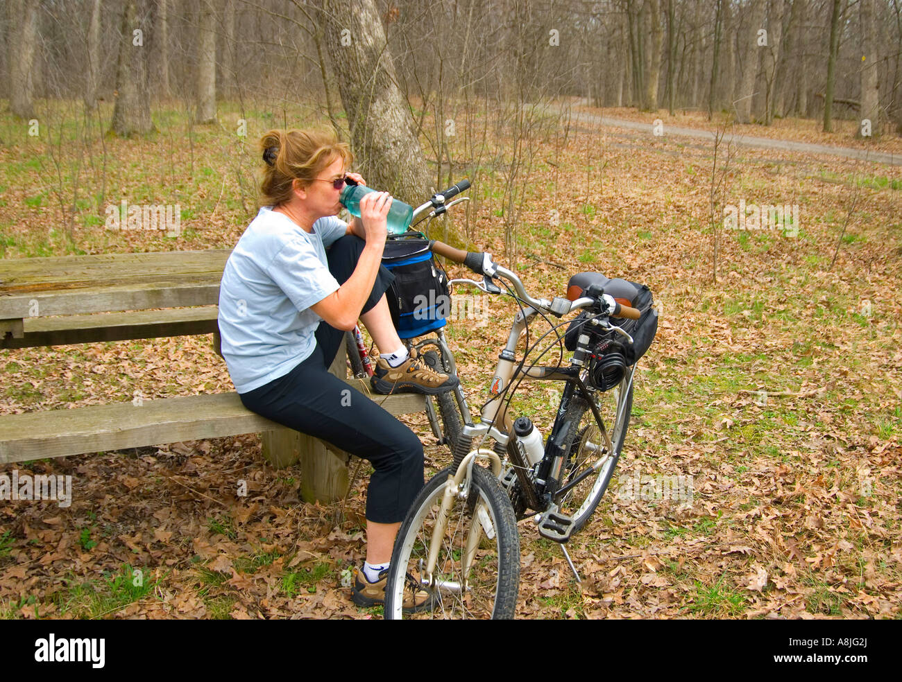 Bicycling Rest Stop Stock Photo - Alamy