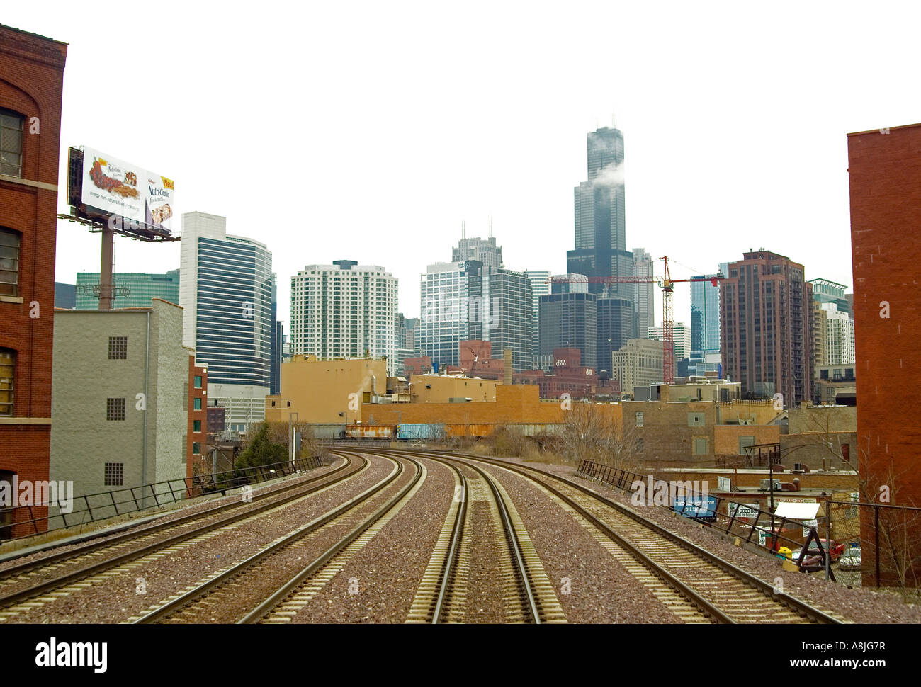 Train Tracks 2 into Chicago Stock Photo - Alamy