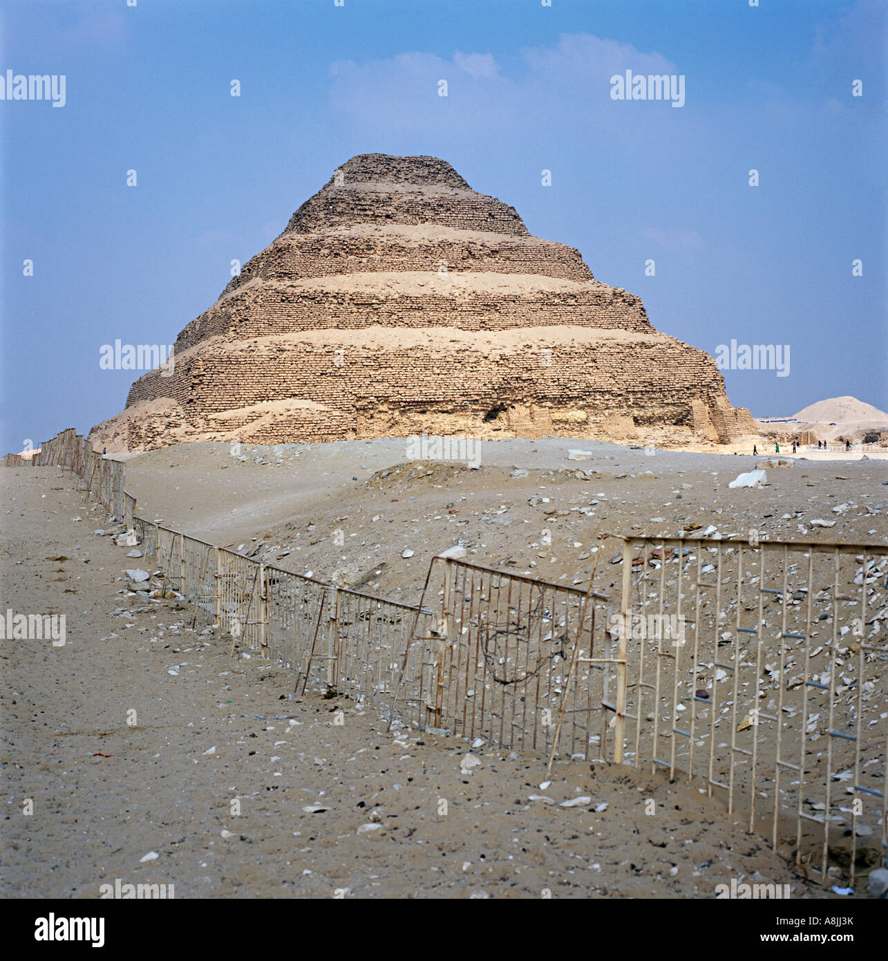 Step Pyramid, litter and fence at Memphis, EGYPT Stock Photo - Alamy