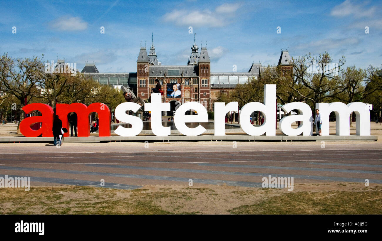 Big sign saying Amsterdam in the citys Museum Park in front of the ...