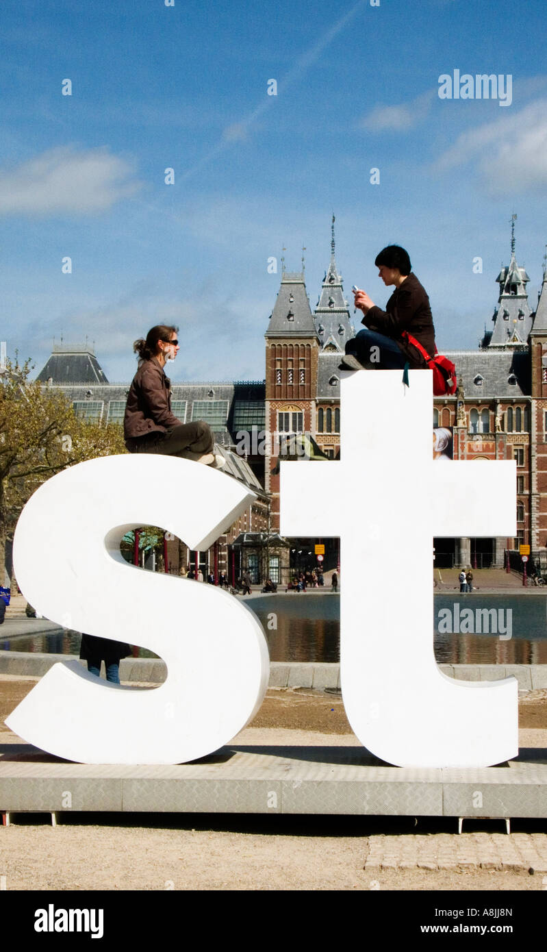 Big sign saying Amsterdam in the citys Museum Park in front of the ...