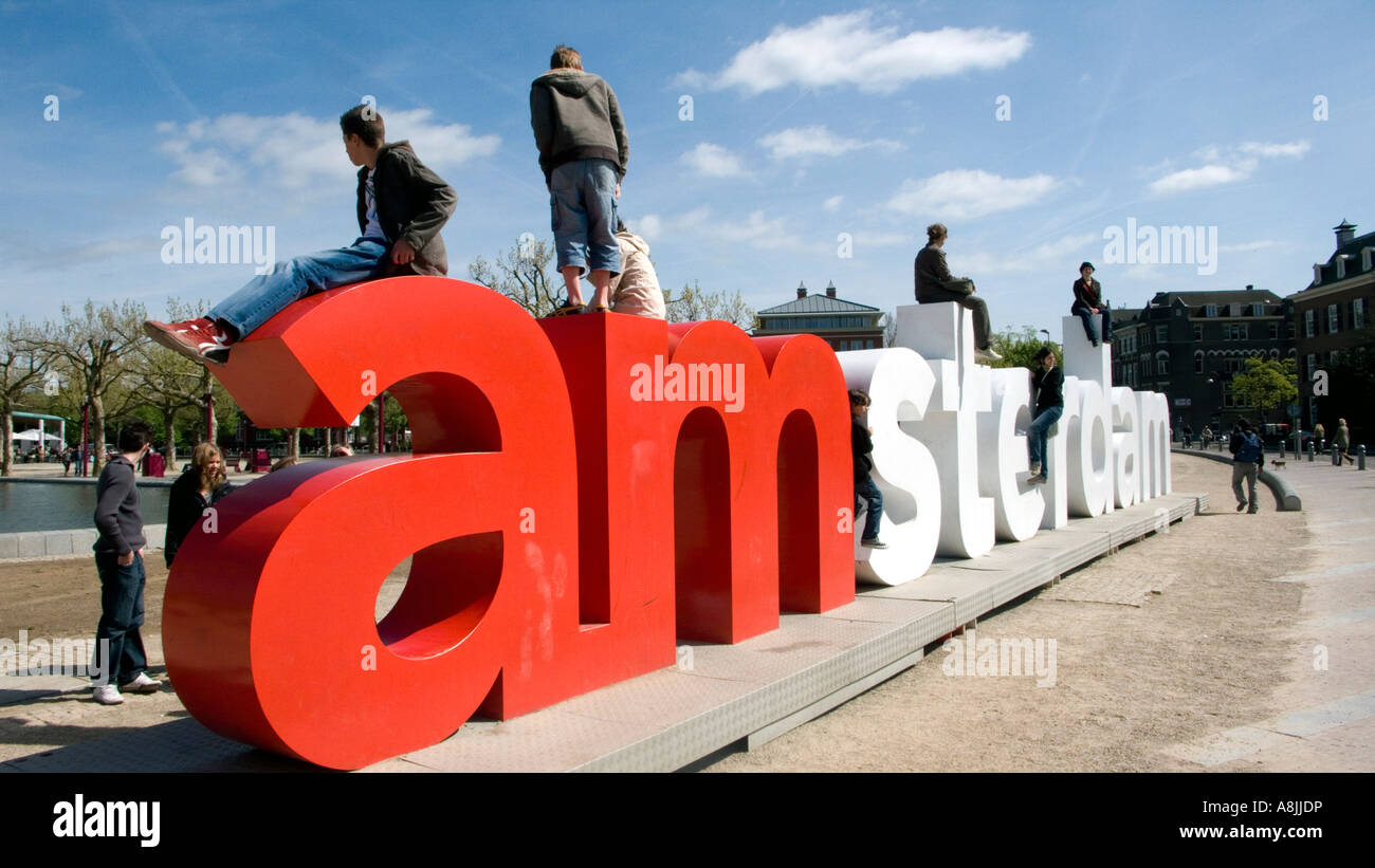 Big sign saying Amsterdam in the citys Museum Park in front of the ...