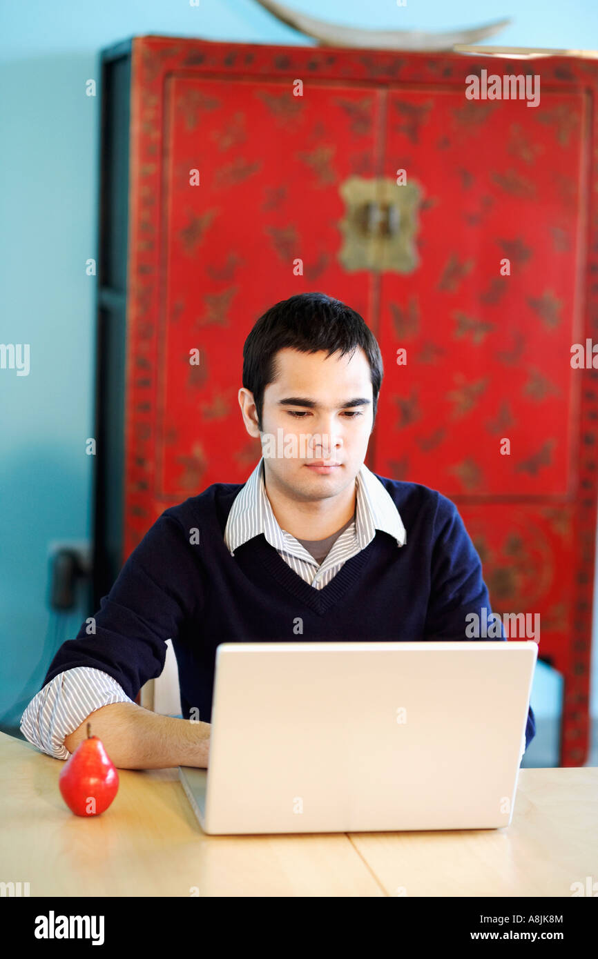 Young man using a laptop Stock Photo - Alamy Young man using a laptop Stock Photo - Alamy