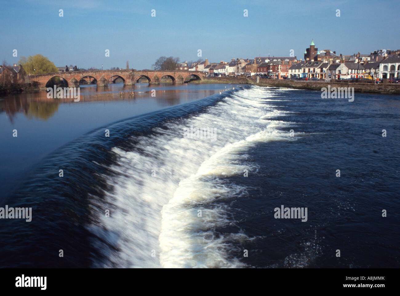 river nith water cascade dumfries town bridge scotland uk gb Stock ...