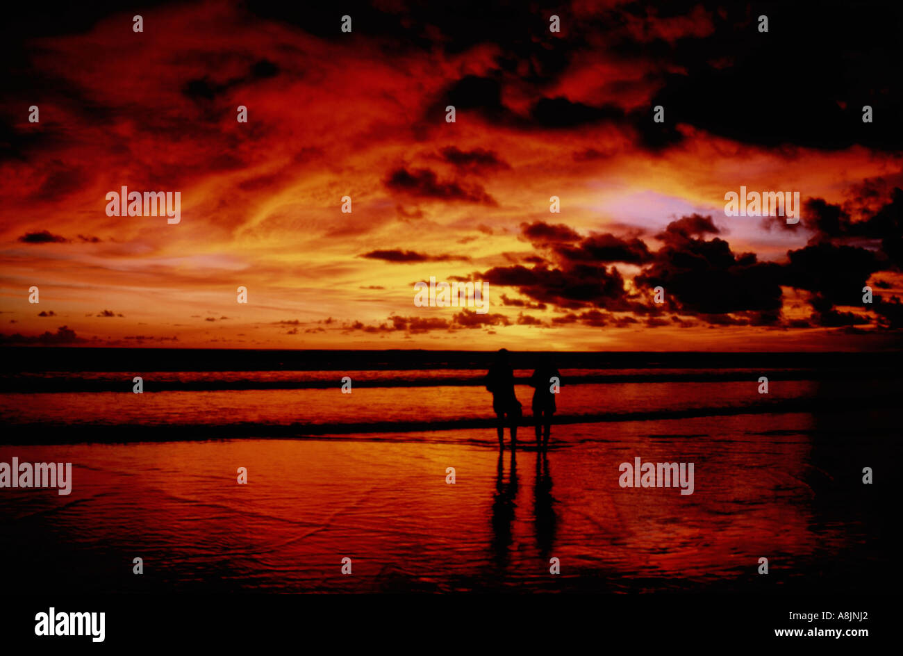 Sunset Kuta Bali Stock Photo - Alamy