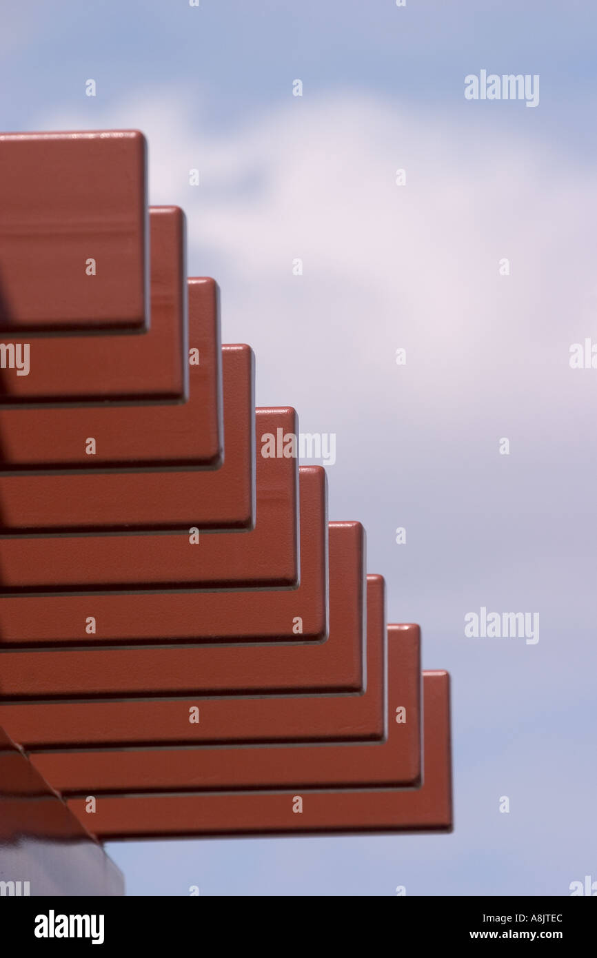 Red metal trellis on an office building Stock Photo - Alamy