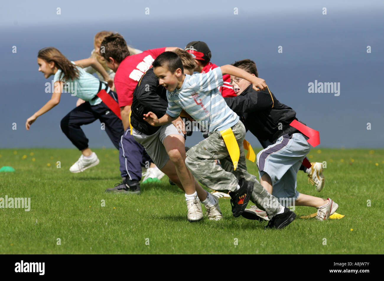Children Playing Touch Rugby Outdoor Activity Learning Centre Urdd ...