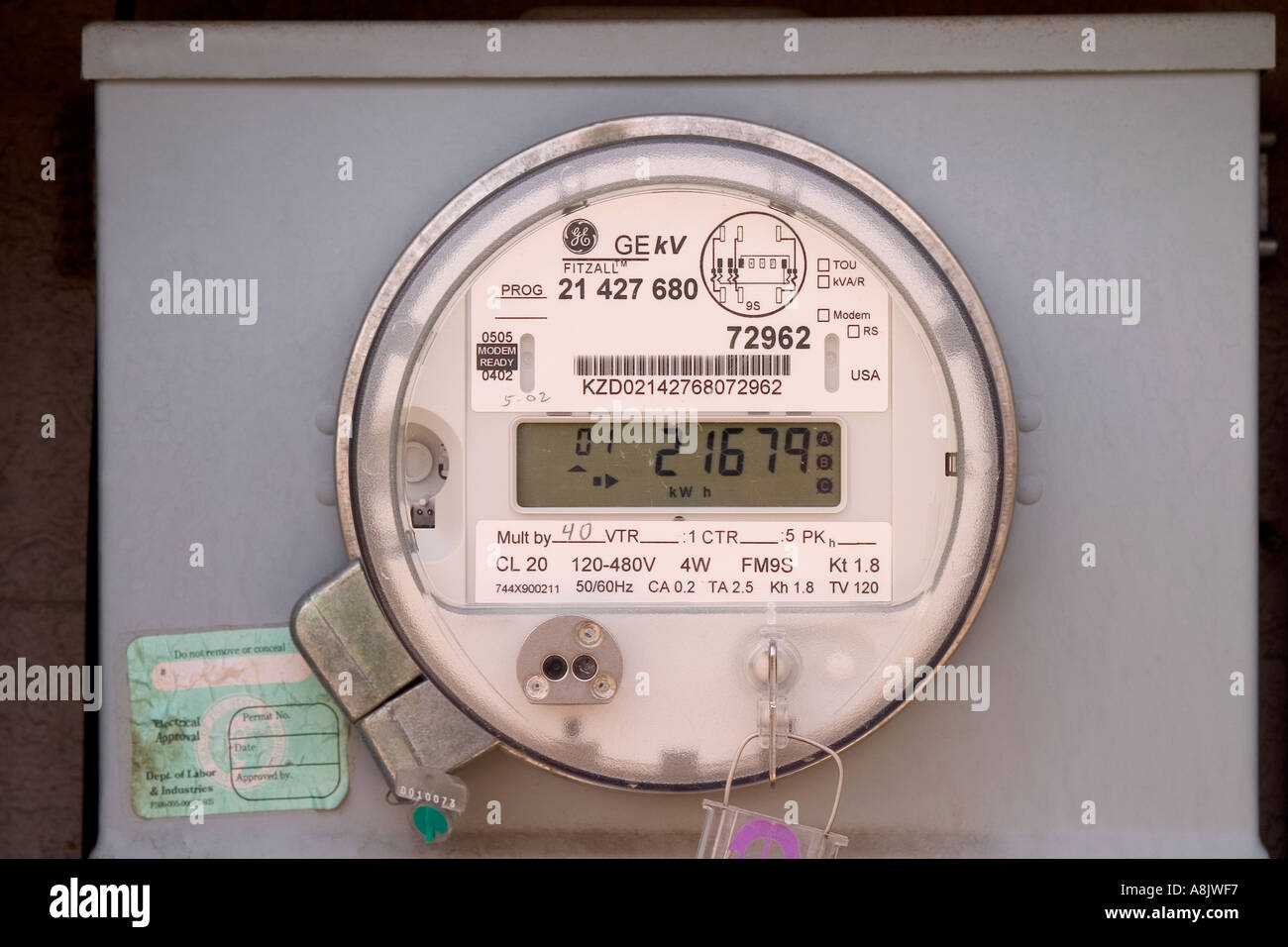 Digital electric power meter close up Stock Photo - Alamy