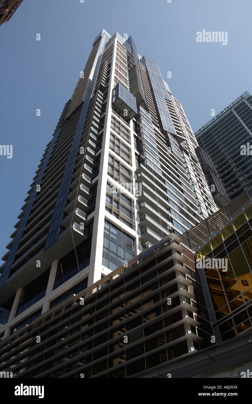 Tall commercial office skyscraper building on World Square in Sydney ...