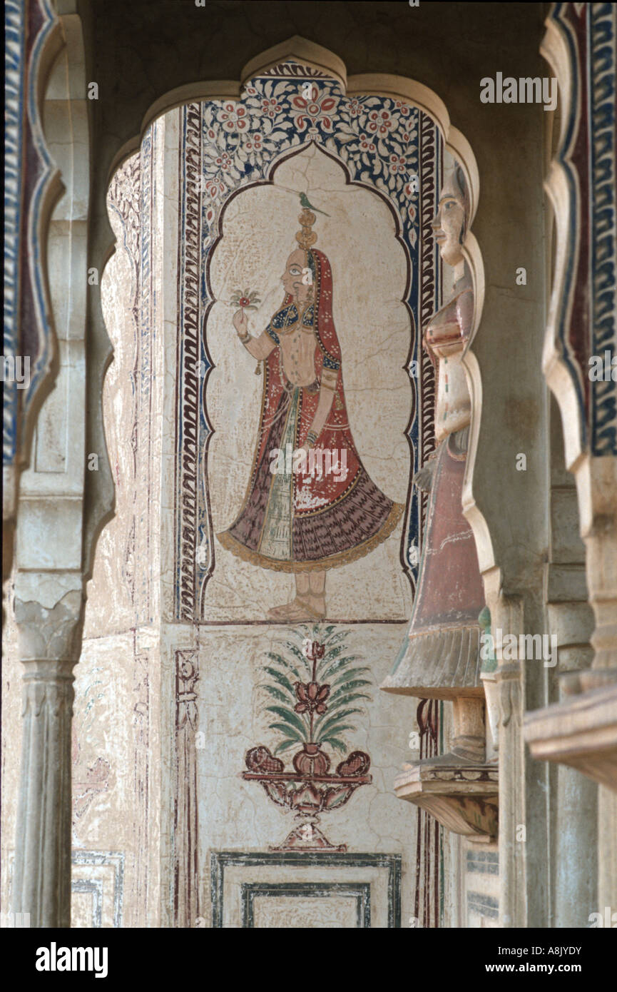 INDIA HAWELI PALACE PAINTINGS RAJAHSTAN Photo Julio Etchart Stock Photo ...