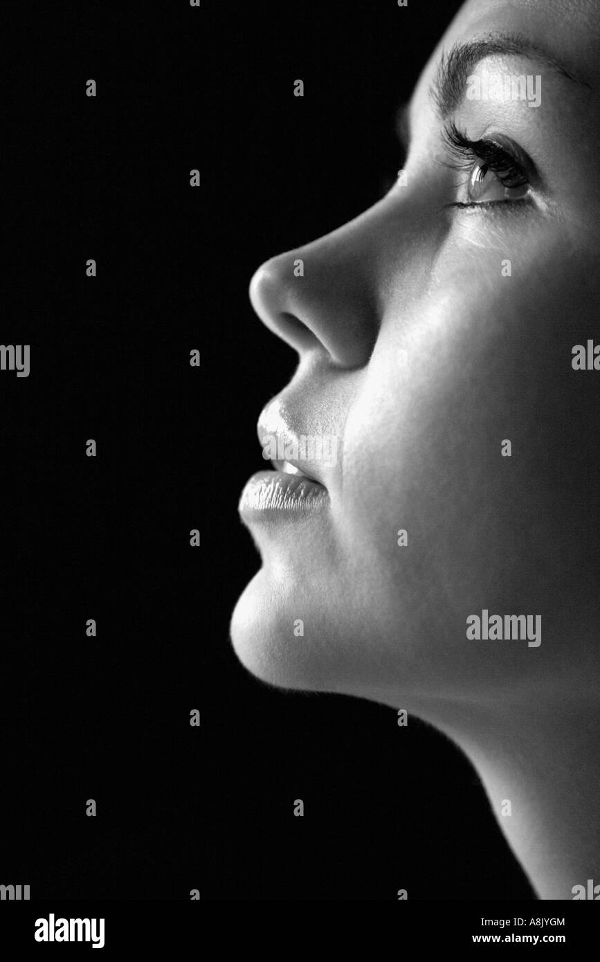 Close up profile of Caucasian young woman Stock Photo - Alamy