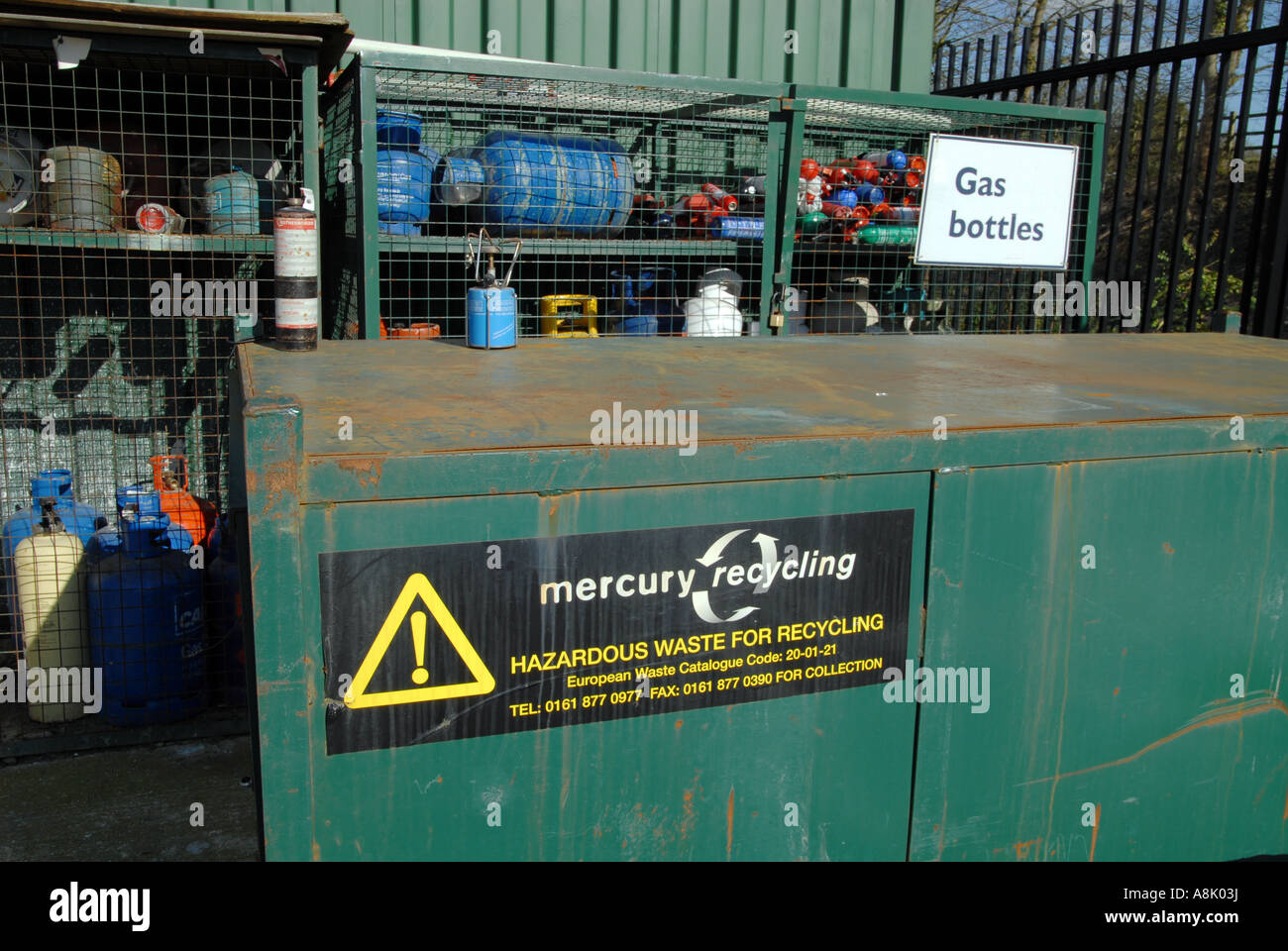 UK Gas bottles in a recycling centre in Winchester Hampshire Photo ...