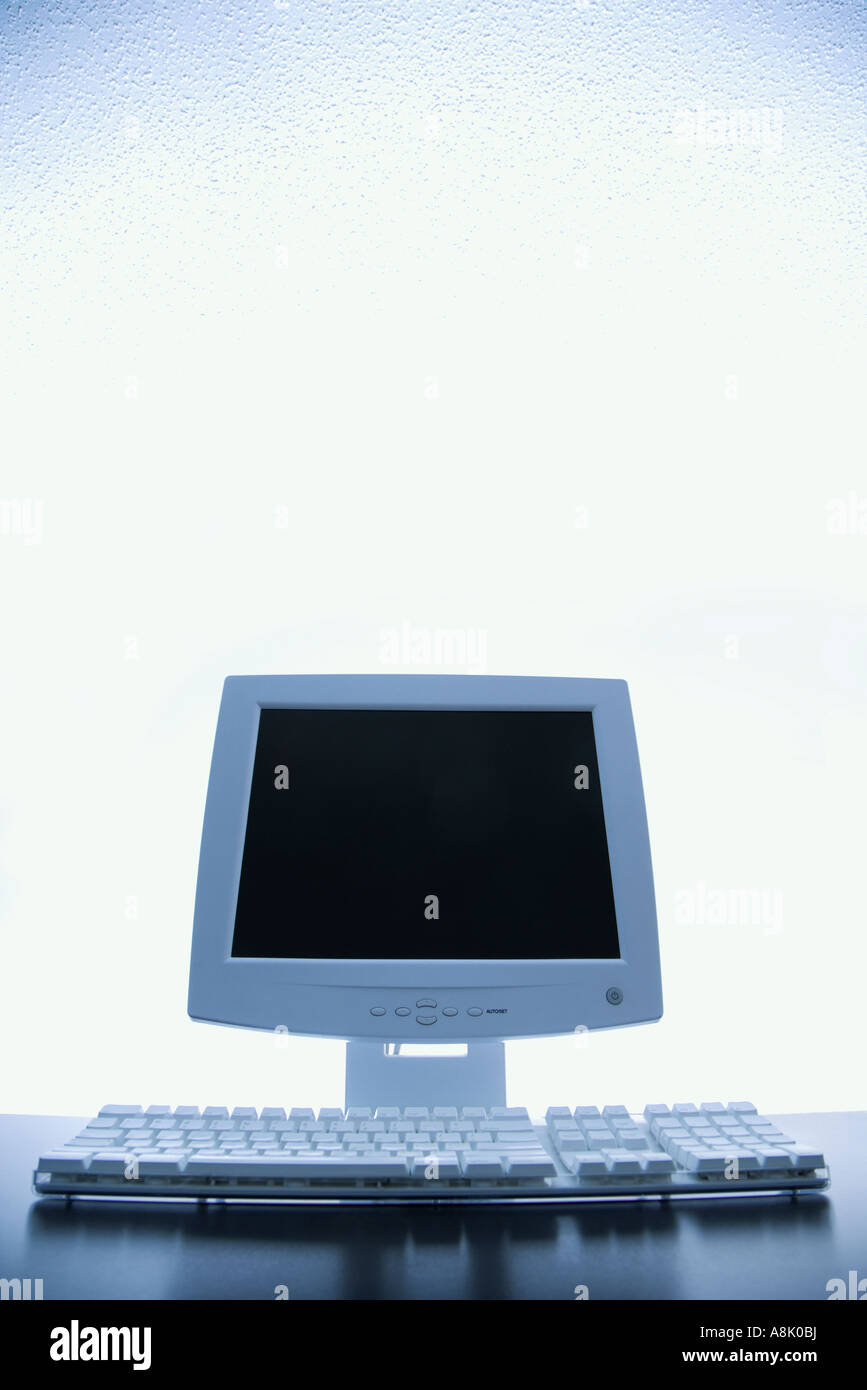Still life of computer monitor and keyboard Stock Photo - Alamy
