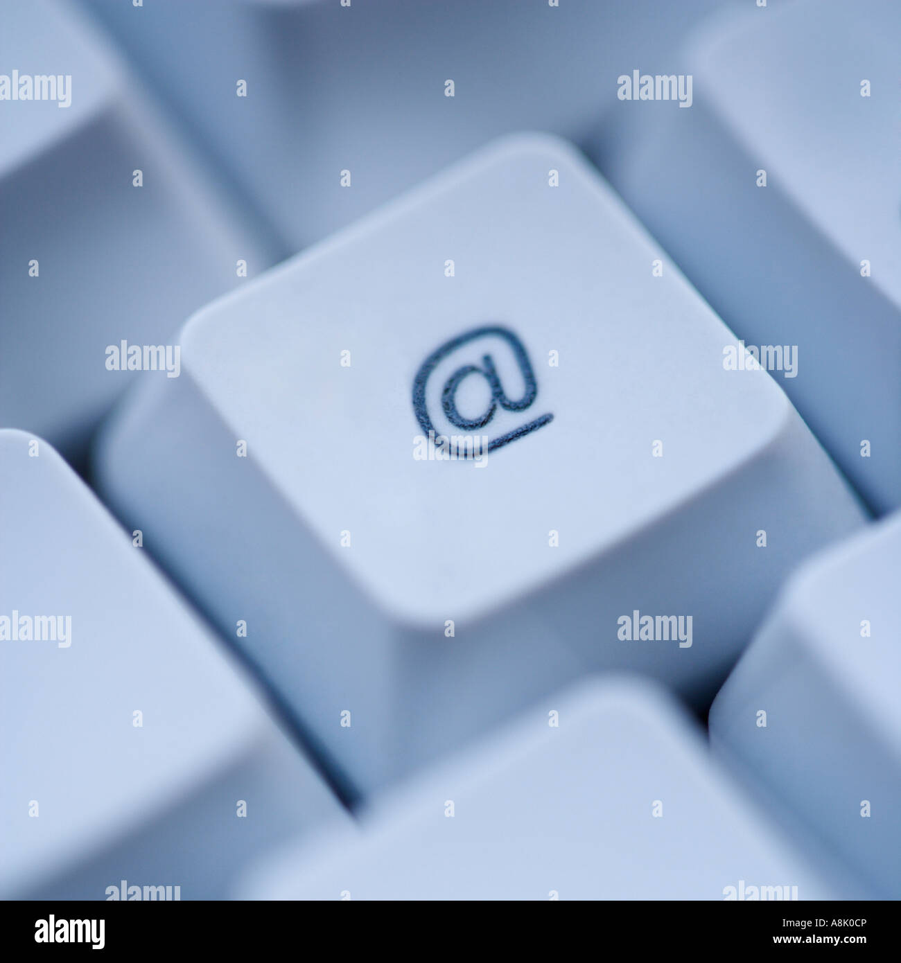 Close up of at sign key on computer keyboard Stock Photo - Alamy