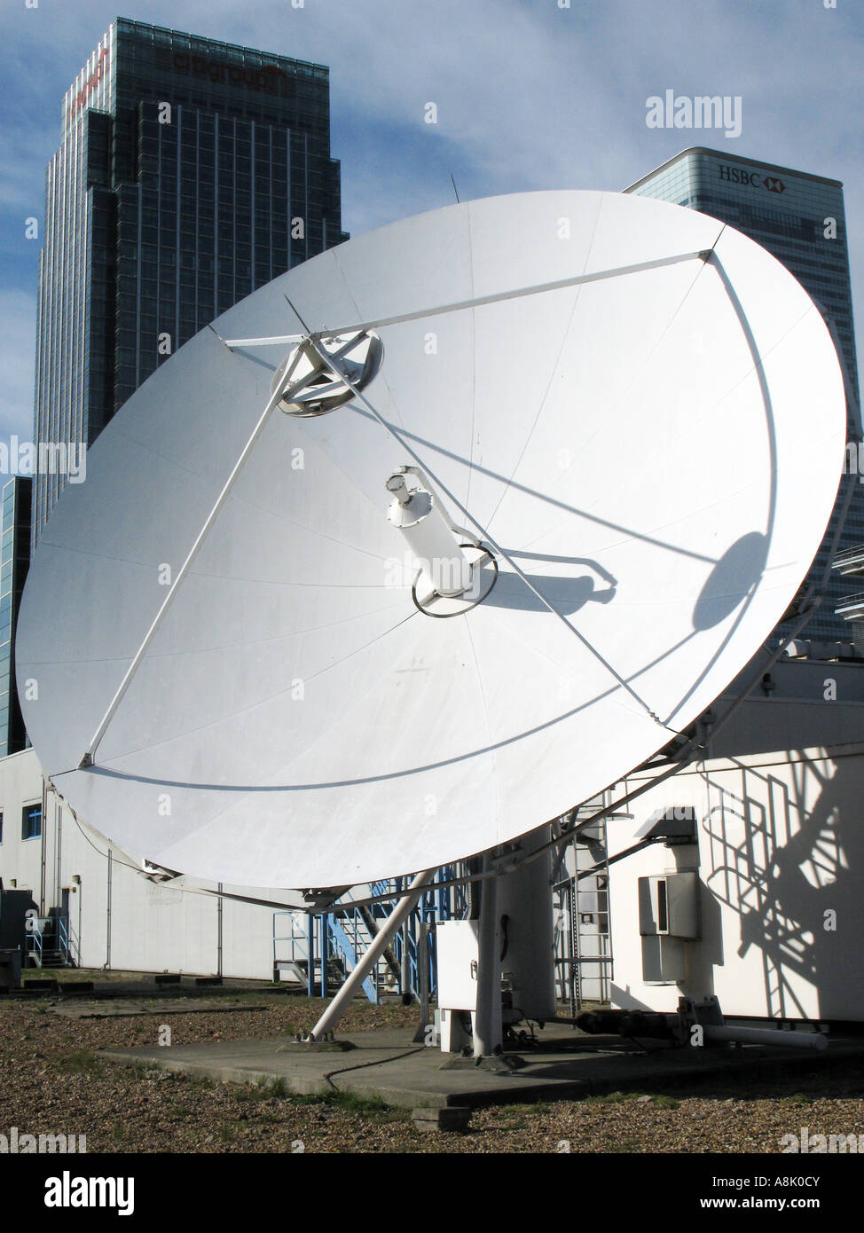 UK Giant satellite dishes in Canary Wharf London Photo Julio Etchart ...