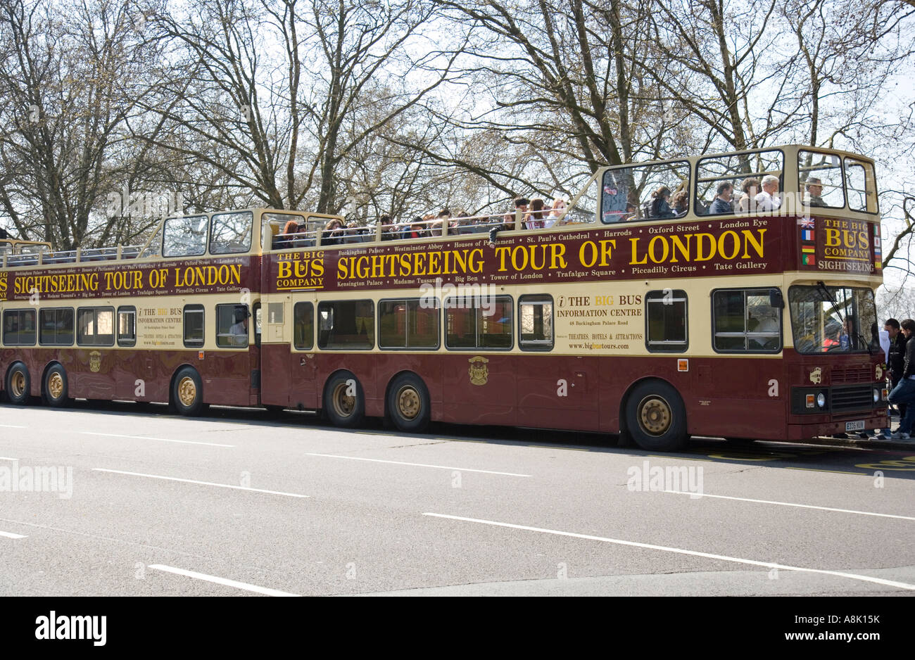 Two Open Top Tour Buses UK London at Hyde Park Corner Stock Photo - Alamy