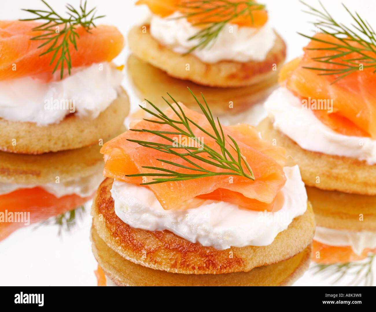 SALMON AND CHEESE BLINI Stock Photo - Alamy