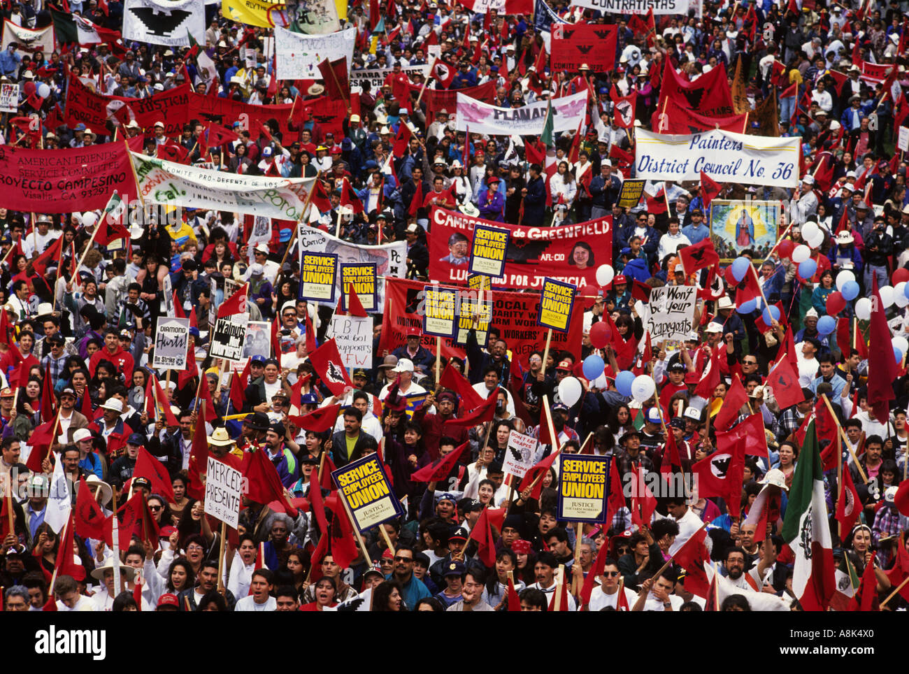 United Farmworkers members and supporters mass in front of the ...