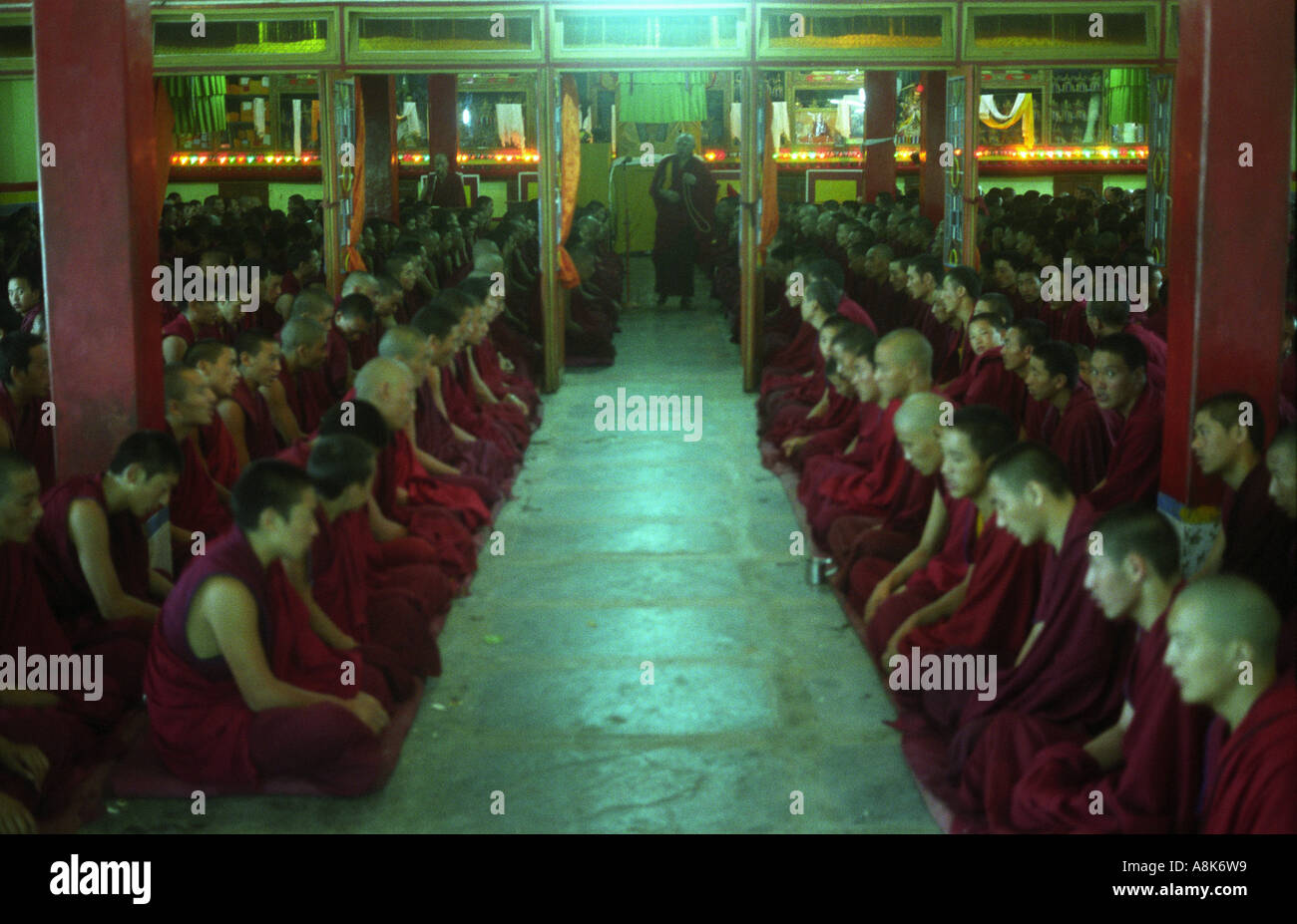 Monks chant at the Drepung Gomang Monastery in India Stock Photo - Alamy