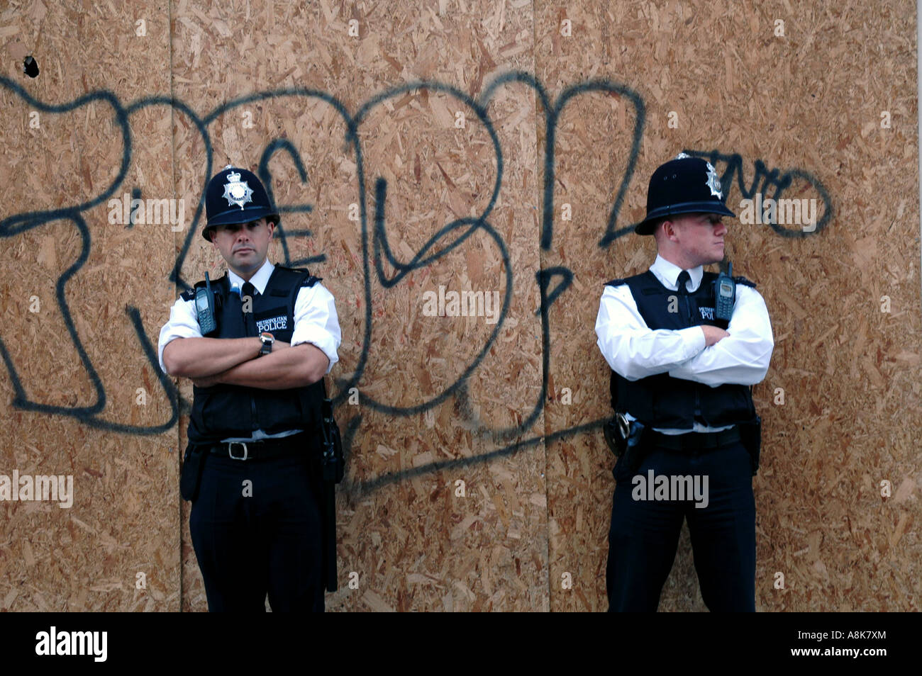 Two police on duty in London Stock Photo - Alamy