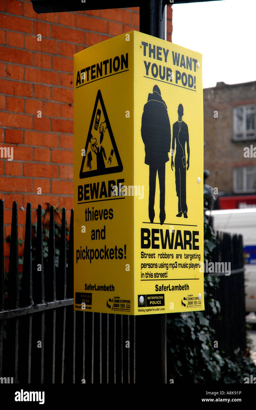 Metropolitan police sign warning police hi-res stock photography and ...