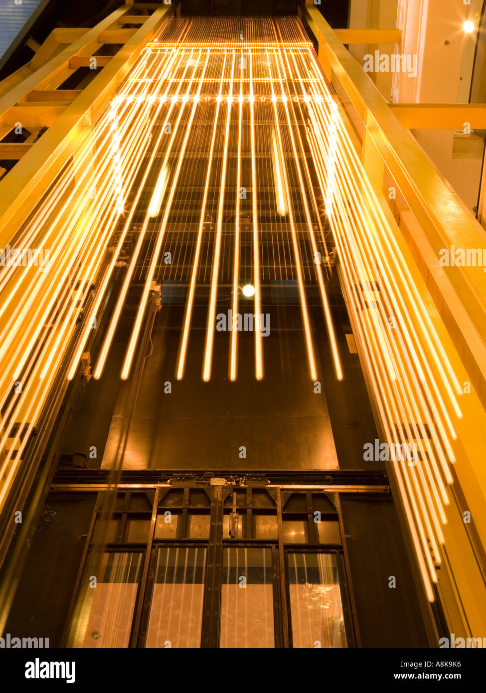 Movement of a moving lift captured in extremely slow motion at the ...