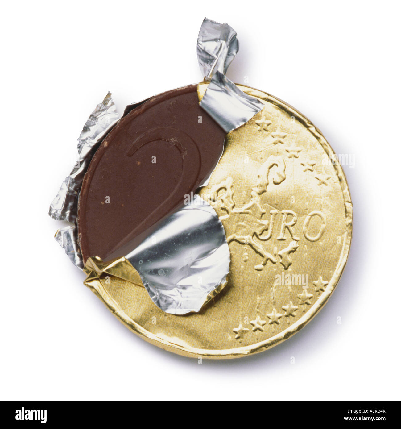 A chocolate Euro coin Stock Photo - Alamy