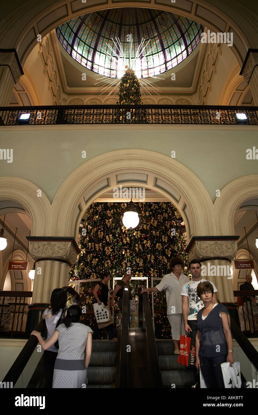 Queen Victoria Building galleried shopping centre interior with ...