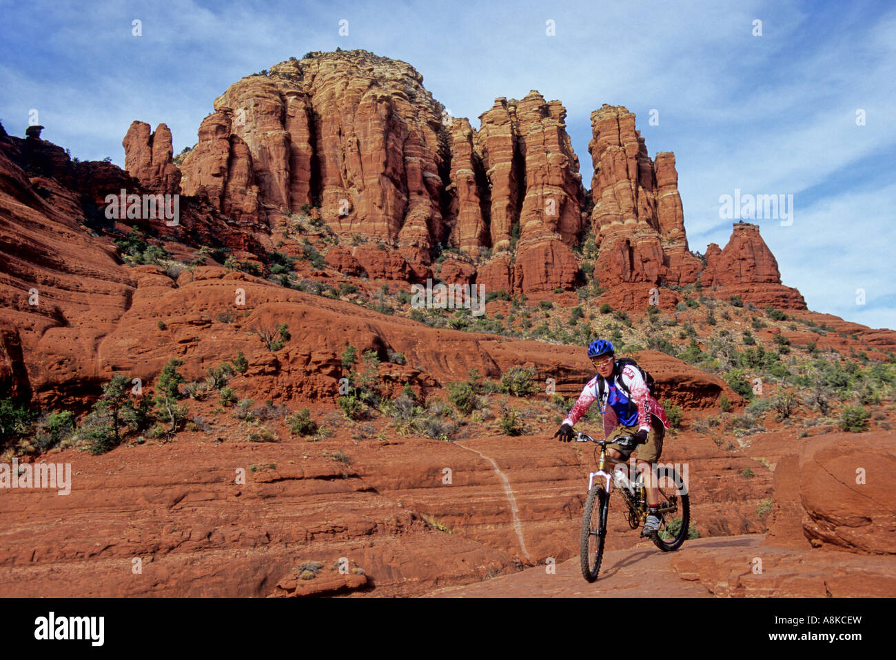 Bicyclist explores Chicken Point in Sedona Stock Photo - Alamy