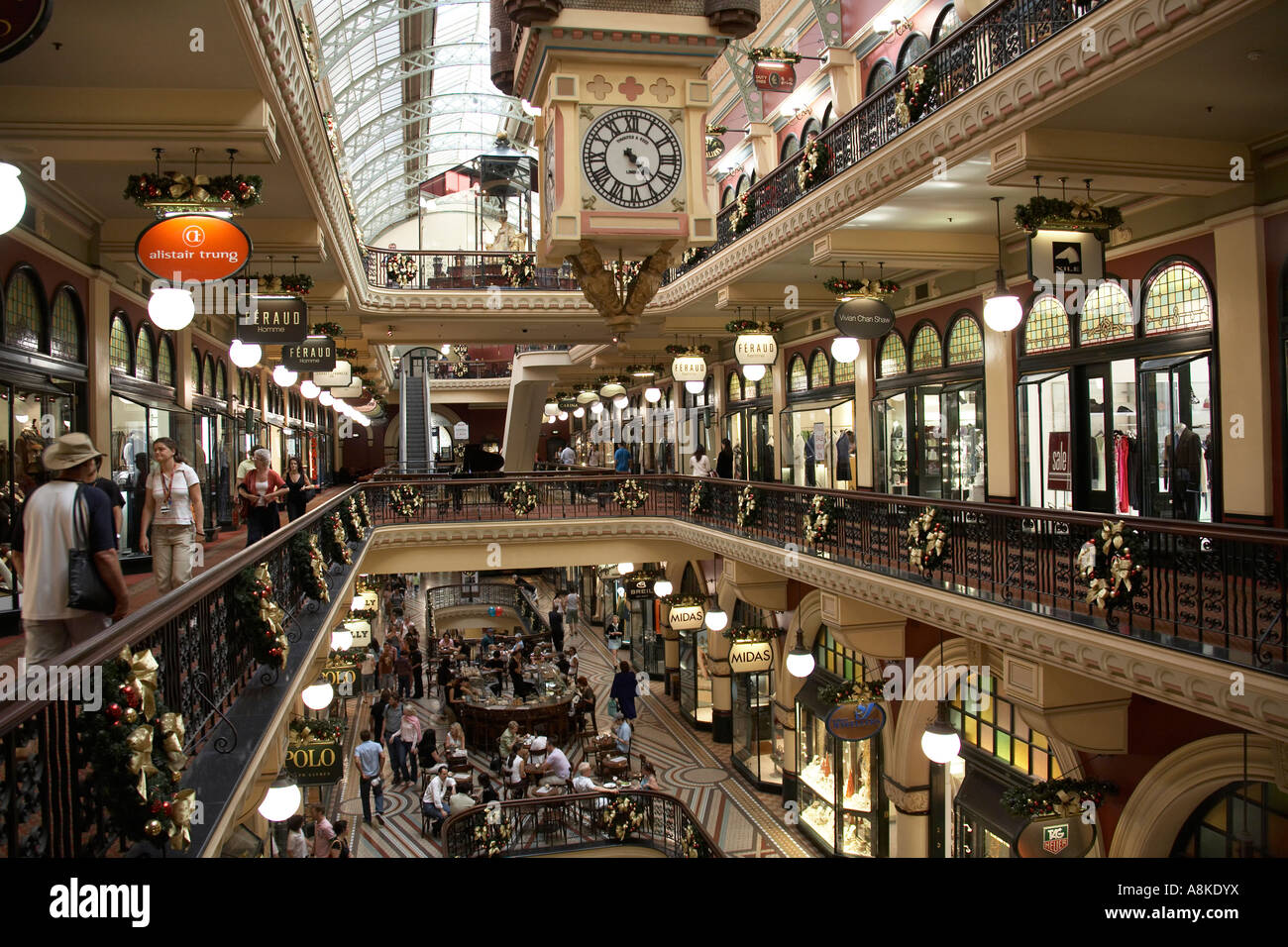 Queen Victoria Building galleried shopping centre interior with south ...
