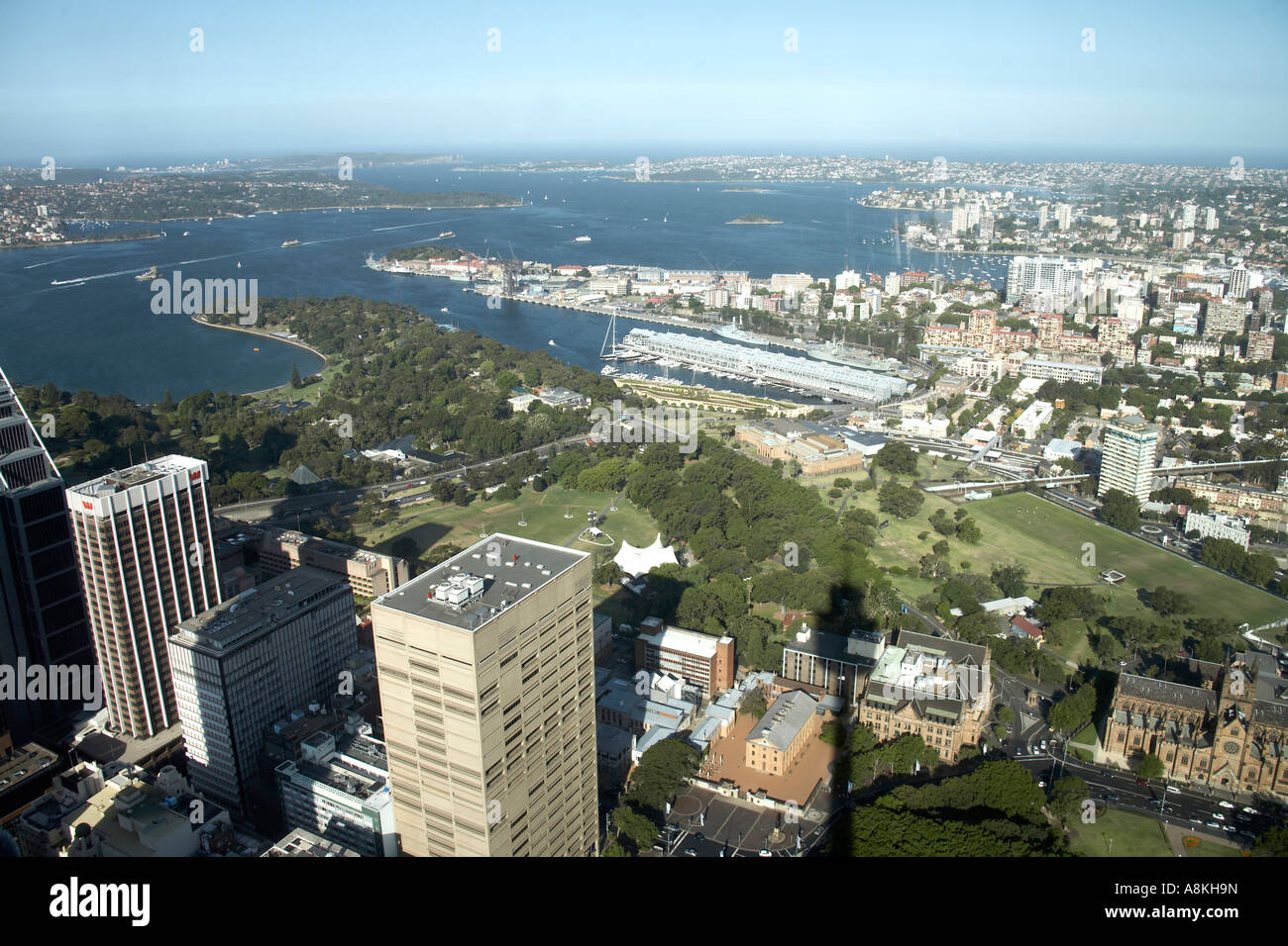 High level oblique semi aerial view north east towards Harbour Botanic ...