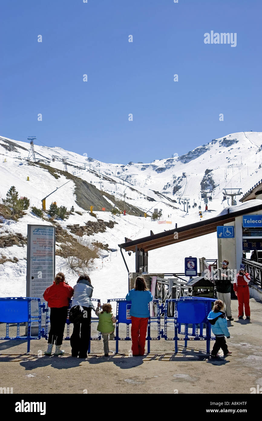 Ski slopes and lifts of Pradollano ski resort in the Sierra Nevada ...